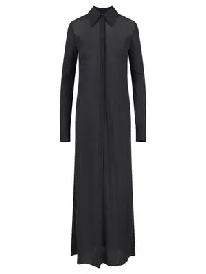 JIL SANDER Silk Button-up Shirt Dress - Black