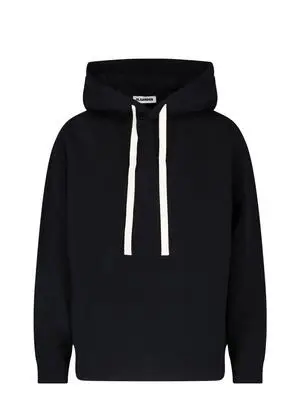JIL SANDER JIL SANDER Cotton Pullover Hoodie With Drawstring Black