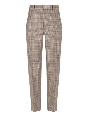 Auralee Silk-linen Check Trousers For - Brown