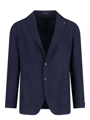 Tagliatore Tailored Wool Jacket In Stretch Virgin Wool - Blue