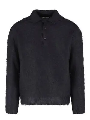 Auralee Mohair-wool Polo Shirt - Black