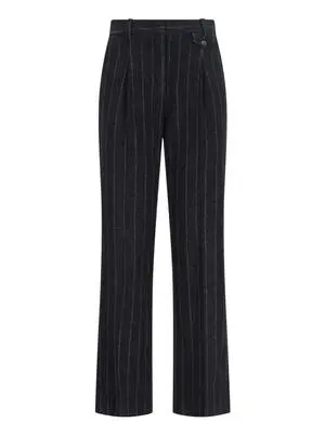 THE GARMENT Wool-blend Tailored Trousers With Viscose Lining And Pinstripe Detail - Black