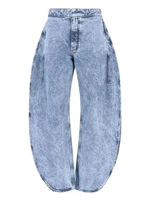 Alaïa ALAÏA High-Waisted Mini Leg Jeans With Slit Blue