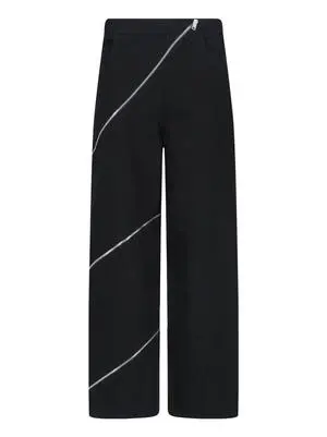 ALAÏA ALAIA Wide-Leg Pants With Diagonal Zipper Detail