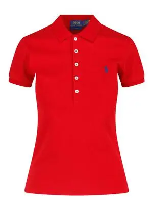 Polo Ralph Lauren Classic Polo Shirt With Button-up Neck - Red