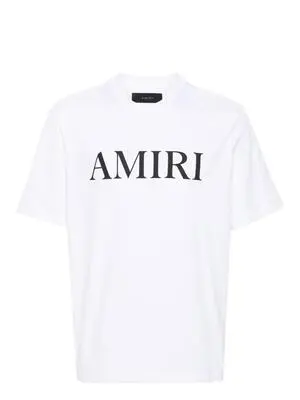 Amiri Textured Cotton T-shirt With Rubberized Logo Detail Crew Neck, Short Sleeves - White