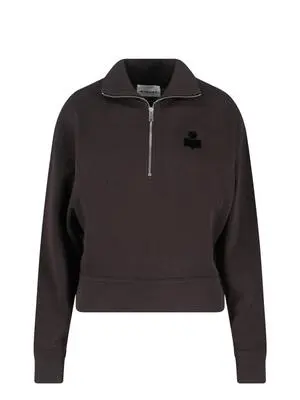 MARANT ETOILE MARANT ETOILE Cotton-Blend Flocked Zip-Up Sweater