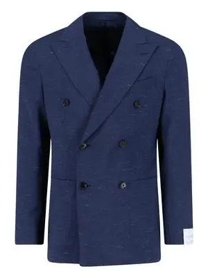Caruso Wool-silk Tailored Jacket For - Blue