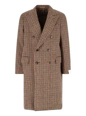 Caruso Double Breasted Jacket In 100% Wool - Beige