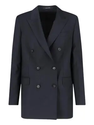 Tagliatore Double-breasted Wool-blend Blazer - Black