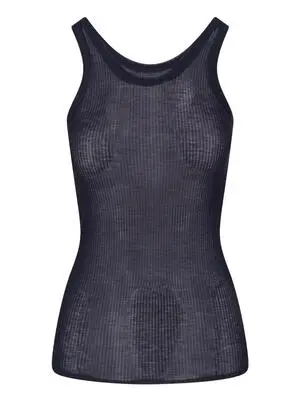 LEMAIRE LEMAIRE Sleeveless Ribbed Viscose And Silk Blend Top Blue