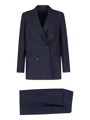 Tagliatore Tailored Double-breasted Blazer And Trousers Suit Set - Blue