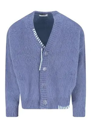 BONSAI Mohair Blend V-neck Cardigan - Blue