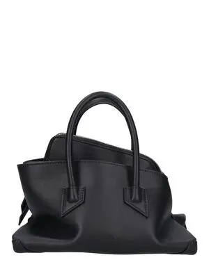 Attico Mini Calf Leather Top Handle Bag - Black