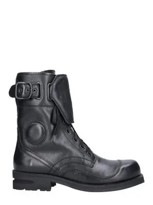 KIKO KOSTADINOV Leather Combat Boots With Contrast Rubber Detailing And Buckle Fastening - Black