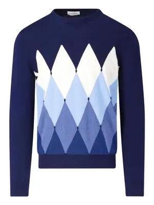 BALLANTYNE Argyle Crewneck Pullover - Blue