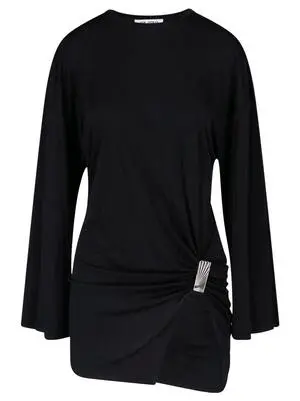 Attico Ruched Sheath Dress With Embellishment - Black