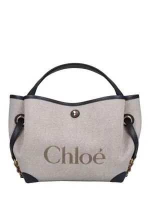 Chloé CHLOÉ Structured Cotton Mini Bag With Top Handle And Chain Strap Black