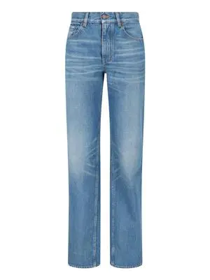 Chloé Denim Jeans With Calf Leather Patch - Blue