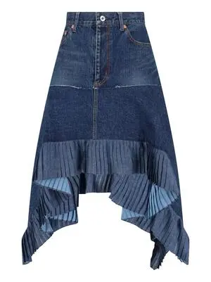 Sacai Textured Paneling Mini Skirt - Blue