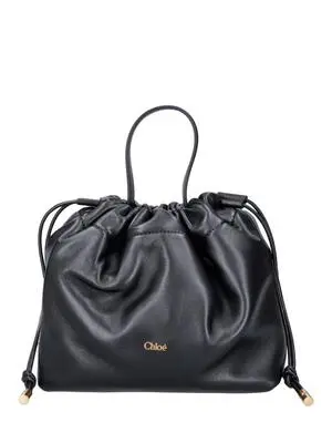 Chloé Lamb Leather Drawstring Bag - Black