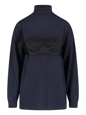 Vaquera Long Sleeve Turtleneck T-shirt With Integrated Bustier Detail - Black