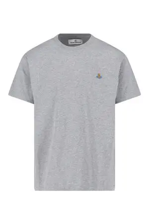 VIVIENNE WESTWOOD 100% Cotton Logo T-shirt - Grey