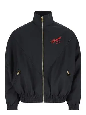 WILLY CHAVARRIA Zip-up Bomber Jacket With Stand Collar And Logo Detail - Black