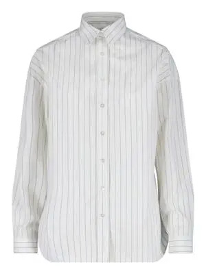FINAMORE 1925 100% Cotton Striped Shirt - White