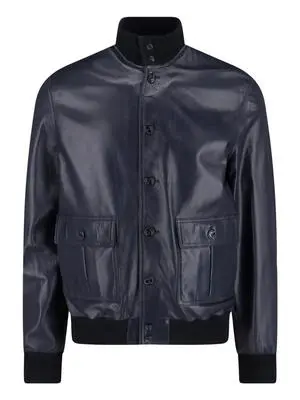 VALSTAR Leather Bomber Jacket - Blue