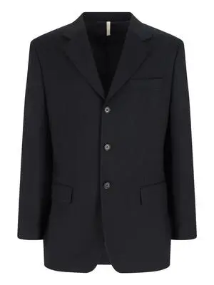 SUNFLOWER 100% Wool Jacket With Notched Lapel - Black