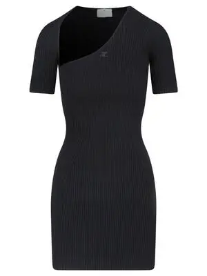 COURREGES Ribbed Viscose-blend Mini Dress - Black