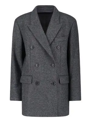Isabel Marant Étoile Double Breasted Virgin Wool Blazer - Grey
