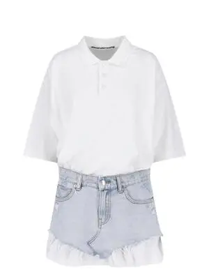 Alexander Wang Cotton-blend Stretch Dress With Contrast Trim - Light Blue