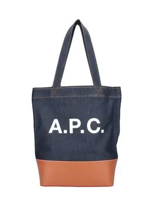 A.p.c. Cotton-blend Tote Bag With Contrast Hardware - Blue
