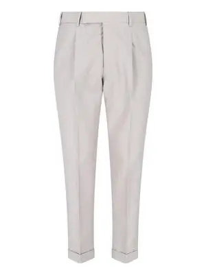 PT TORINO Tailored Wool-cotton Trousers - Grey