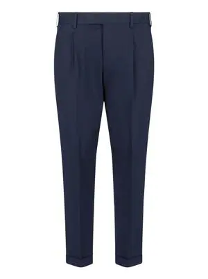 PT TORINO Tailored Cotton-elastane Trousers - Blue
