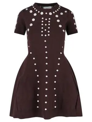 Coperni Embellished Knit Mini Dress - Brown
