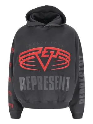 REPRESENT Graphic Print Cotton Hoodie - Grey