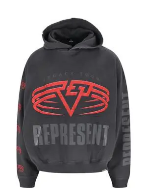 REPRESENT Graphic Print Cotton Hoodie - Grey