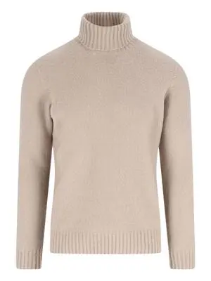 DRUMOHR Ribbed Turtleneck Sweater - Beige