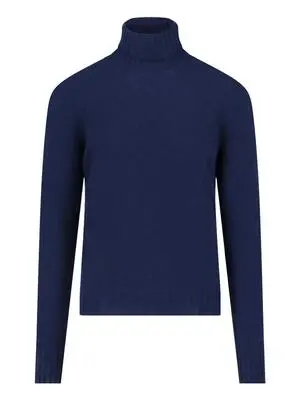DRUMOHR 100% Cashmere Turtleneck Sweater - Blue