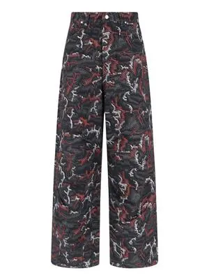 PDF Tailored Printed Cotton Trousers - Red