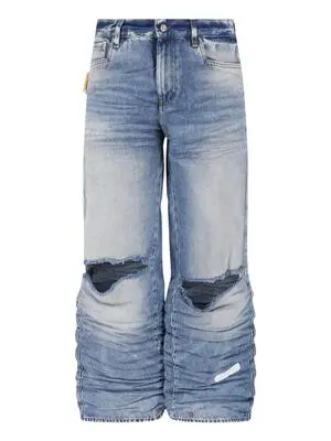 PDF Denim Jeans With Distressed Details - Blue
