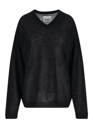 MYTHINKS Alpaca-blend V-neck Sweater - Black