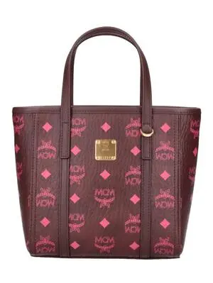 Mcm Monogram Print Leather Shoulder Bag - Brown