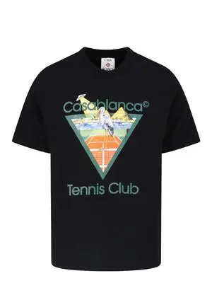 Casablanca Organic Cotton T-shirt With Tennis Club Triangle Graphic - Black