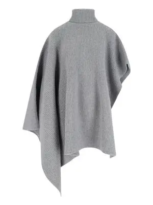 Stella McCartney Cashmere & Virgin Wool Ribbed Turtleneck Poncho - Grey
