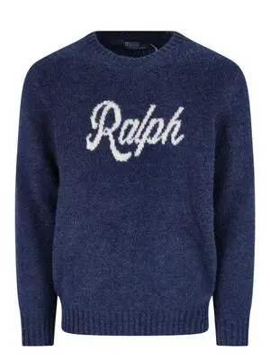 Polo Ralph Lauren Wool-alpaca Blend Crewneck Sweater With 'ralph' Embroidery - Blue