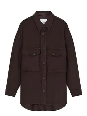 Closed Wool Blend Oversized Shirt - Brown